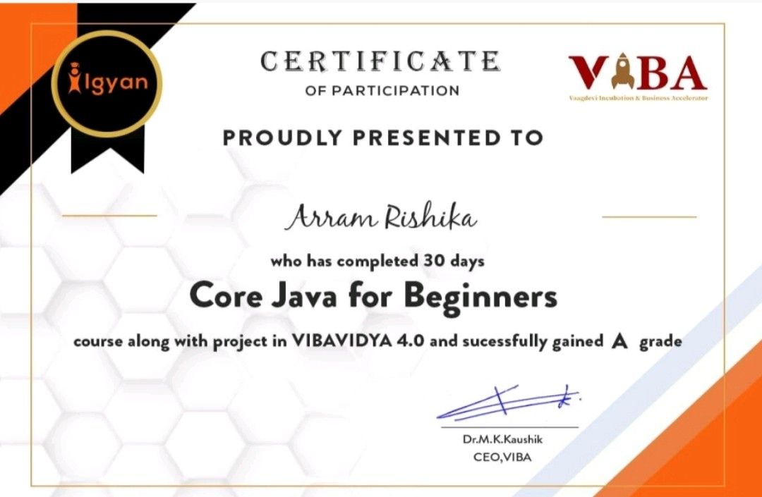 Arram Rishika on LinkedIn: #java Arram Rishika on LinkedIn: #java