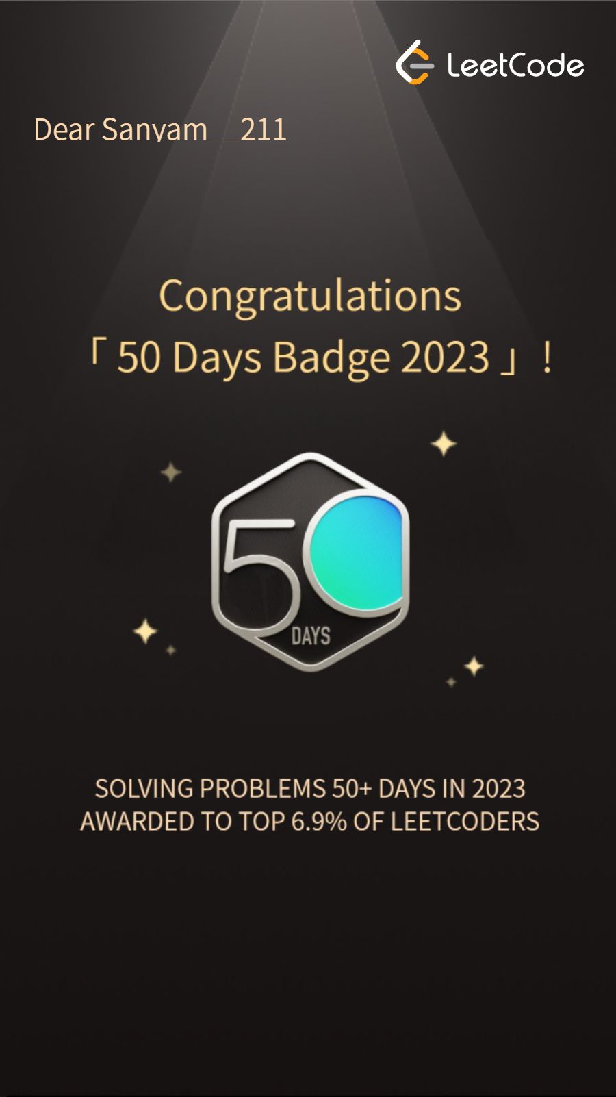 Sanyam Sharma on LinkedIn: #leetcode #problemsolving #achievementunlocked Sanyam Sharma on LinkedIn: #leetcode #problemsolving #achievementunlocked