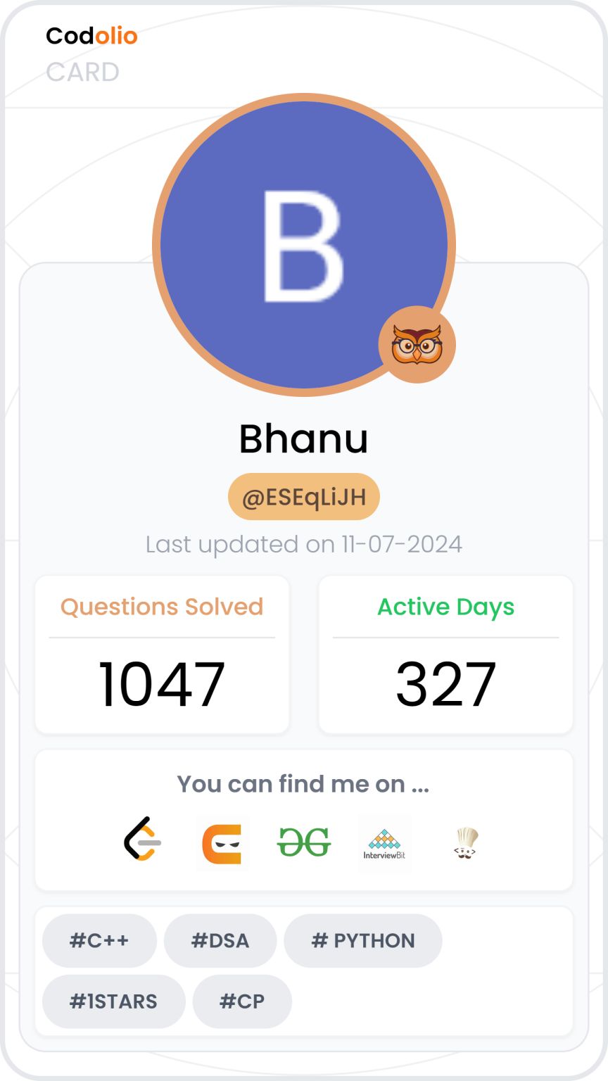 Bhanu - on LinkedIn: #milestone #leetcode #codolio #codolio #leetcode # ... Bhanu - on LinkedIn: #milestone #leetcode #codolio #codolio #leetcode # ...