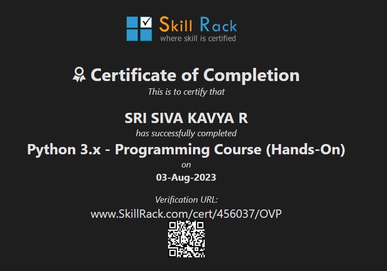 SRI SIVA KAVYA R on LinkedIn: #python #programming #skillrack # ... SRI SIVA KAVYA R on LinkedIn: #python #programming #skillrack # ...