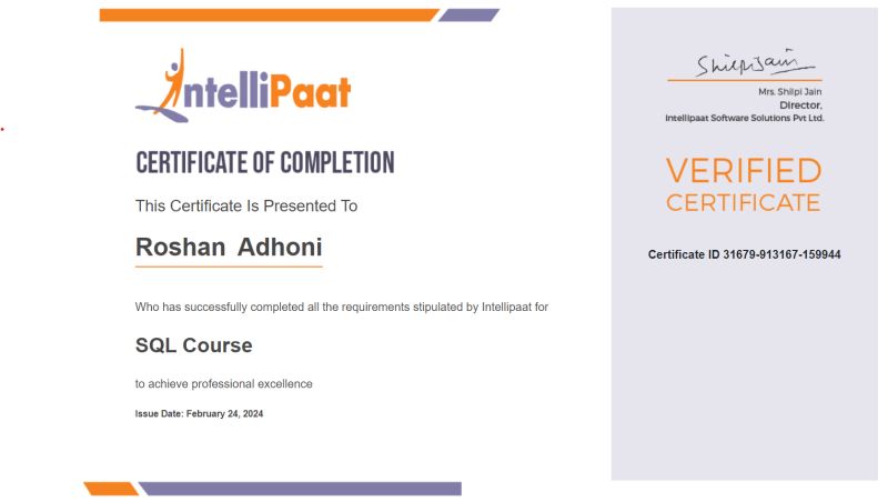 I earned SQL certification with dedication, expertise, and commitment ... I earned SQL certification with dedication, expertise, and commitment ...