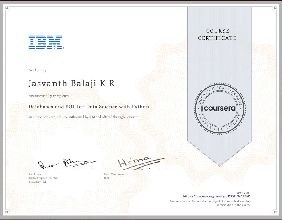 Jasvanth Balaji K R on LinkedIn: #python #databasemanagement #sql Jasvanth Balaji K R on LinkedIn: #python #databasemanagement #sql
