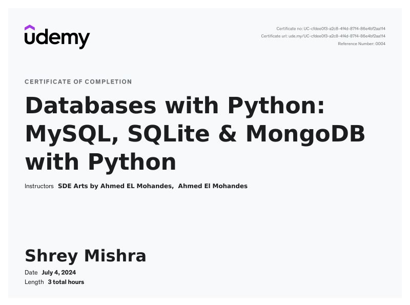 Shrey Mishra on LinkedIn: #python #mysql #sqlite #mongodb #analytics # ... Shrey Mishra on LinkedIn: #python #mysql #sqlite #mongodb #analytics # ...