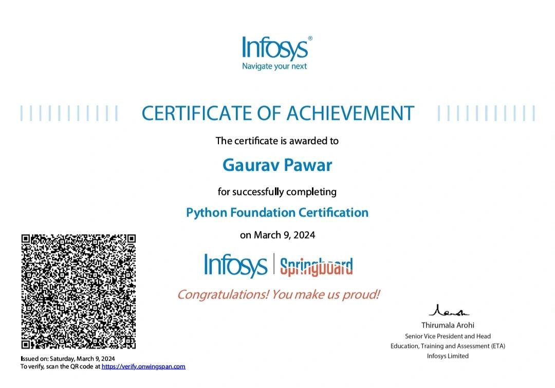 Gaurav Pawar on LinkedIn: #python #programming #infosysspringboard # ... Gaurav Pawar on LinkedIn: #python #programming #infosysspringboard # ...