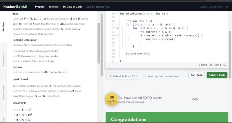 Priyambada Acharya on LinkedIn: Day 30: Bitwise AND Level: Medium ... Priyambada Acharya on LinkedIn: Day 30: Bitwise AND Level: Medium ...
