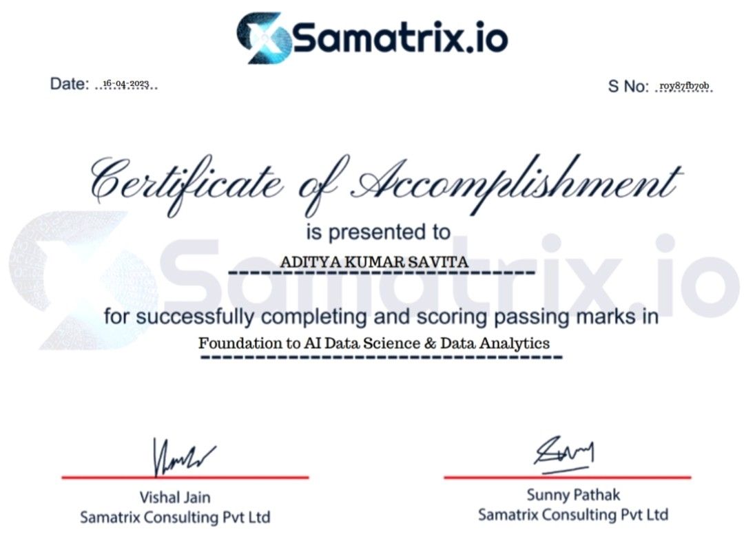 Aditya Kumar on LinkedIn: #dataanlytics #datascience #python #samatrix Aditya Kumar on LinkedIn: #dataanlytics #datascience #python #samatrix