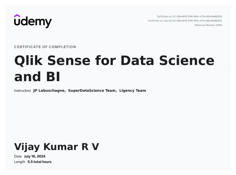 Vijay Kumar R V on LinkedIn: #udemy #qlik #data_science #bi Vijay Kumar R V on LinkedIn: #udemy #qlik #data_science #bi