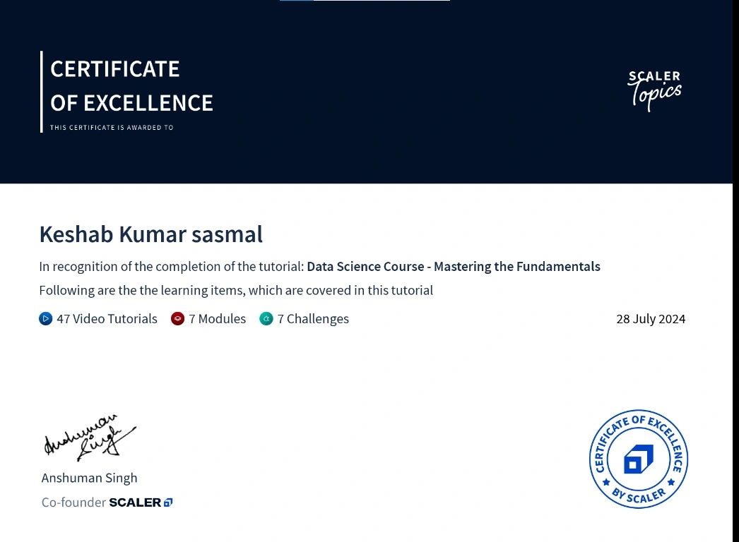 Keshab Kumar Sasmal on LinkedIn: I have completed my DATA SCIENCE ... Keshab Kumar Sasmal on LinkedIn: I have completed my DATA SCIENCE ...