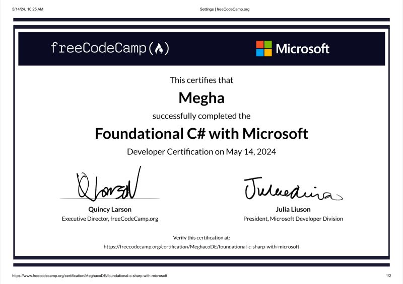 Megha K. on LinkedIn: #csharp #microsoftcertification #programming # ... Megha K. on LinkedIn: #csharp #microsoftcertification #programming # ...