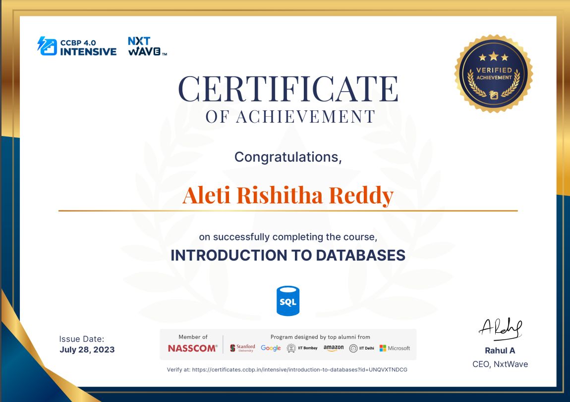 Rishitha Reddy Aleti on LinkedIn: #nxtwave #ccbp #coding Rishitha Reddy Aleti on LinkedIn: #nxtwave #ccbp #coding