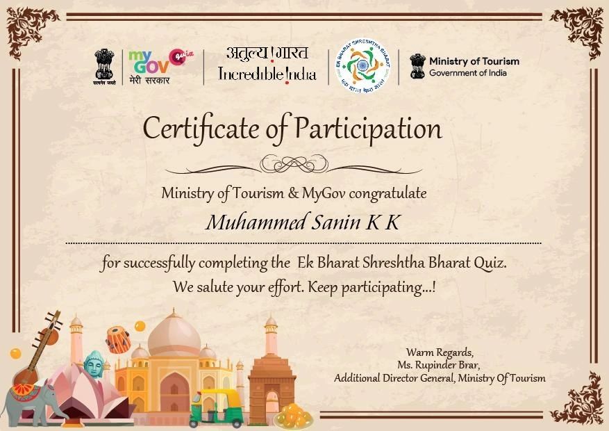 MUHAMMED SANIN KK on LinkedIn: #ministryoftourism #mygovindia MUHAMMED SANIN KK on LinkedIn: #ministryoftourism #mygovindia