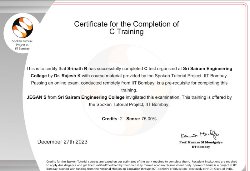 SRINATH R on LinkedIn: 🎓 Happy to share that Srinath R has successfully ... SRINATH R on LinkedIn: 🎓 Happy to share that Srinath R has successfully ...