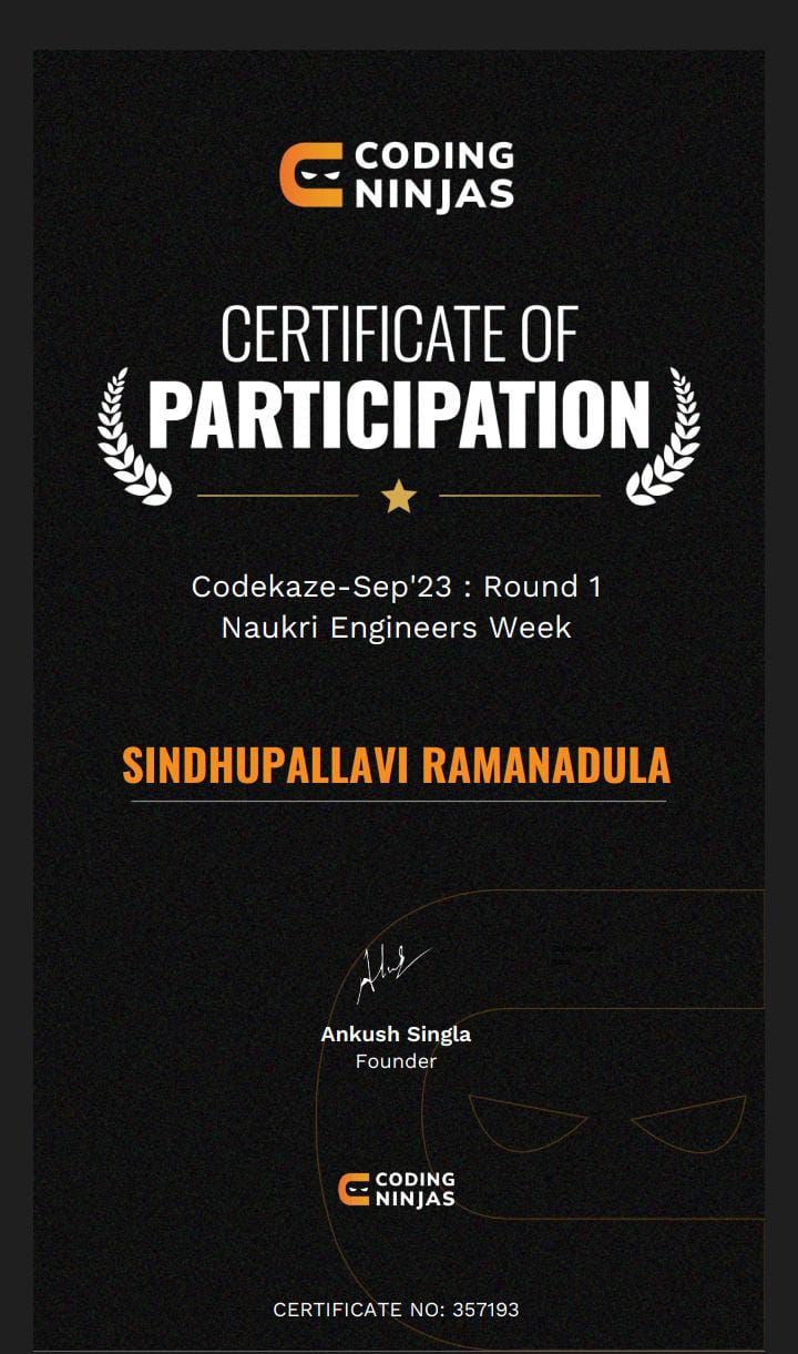 Sindhu Pallavi on LinkedIn: #codingninjas #codekaze #programming # ... Sindhu Pallavi on LinkedIn: #codingninjas #codekaze #programming # ...