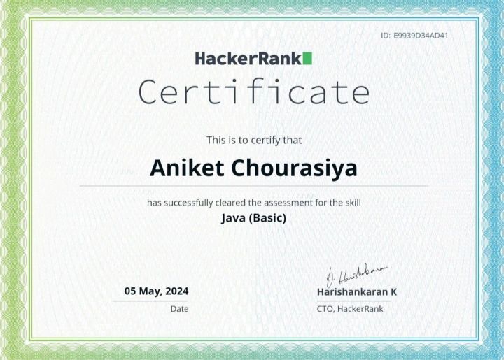 ANIKET CHOURASIYA on LinkedIn: #hackerrank #javaprogramming ANIKET CHOURASIYA on LinkedIn: #hackerrank #javaprogramming