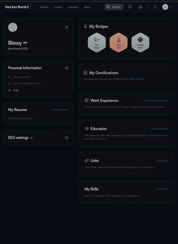 Arul Blessy on LinkedIn: #hackerrank #python #cplusplus #java # ... Arul Blessy on LinkedIn: #hackerrank #python #cplusplus #java # ...
