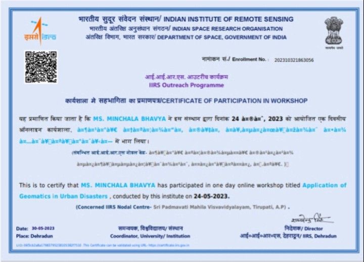 Bhavya Minchala on LinkedIn: #isro #iirs #workshop #connections Bhavya Minchala on LinkedIn: #isro #iirs #workshop #connections