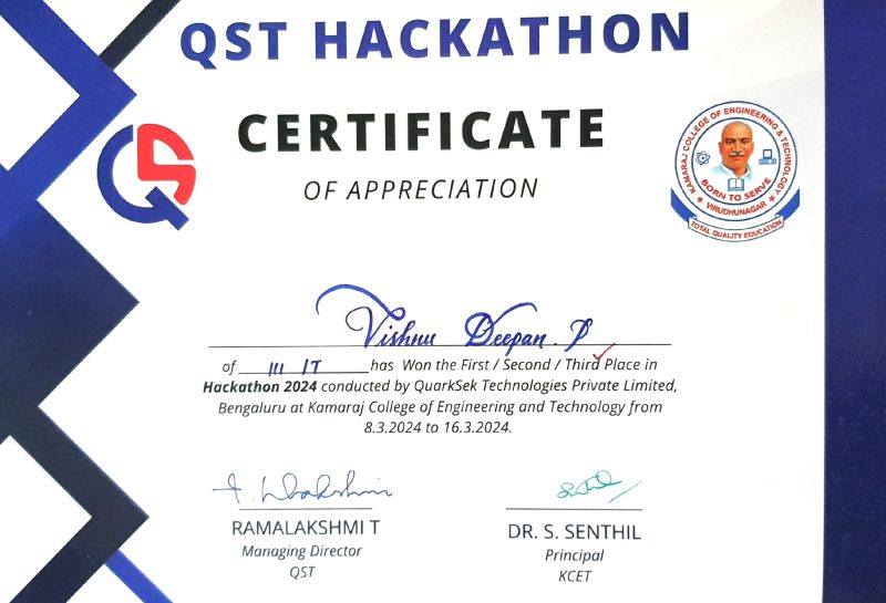 Vishnu Deepan P on LinkedIn: #hackathon #innovation #teamwork # ... Vishnu Deepan P on LinkedIn: #hackathon #innovation #teamwork # ...