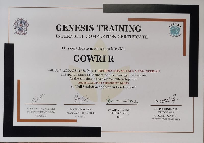 Gowri Ravi on LinkedIn: #internship #javafullstackdeveloper Gowri Ravi on LinkedIn: #internship #javafullstackdeveloper
