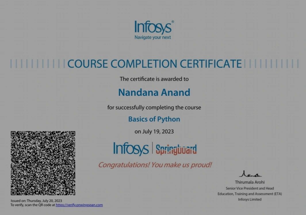 Nandana Anand on LinkedIn: #python Nandana Anand on LinkedIn: #python