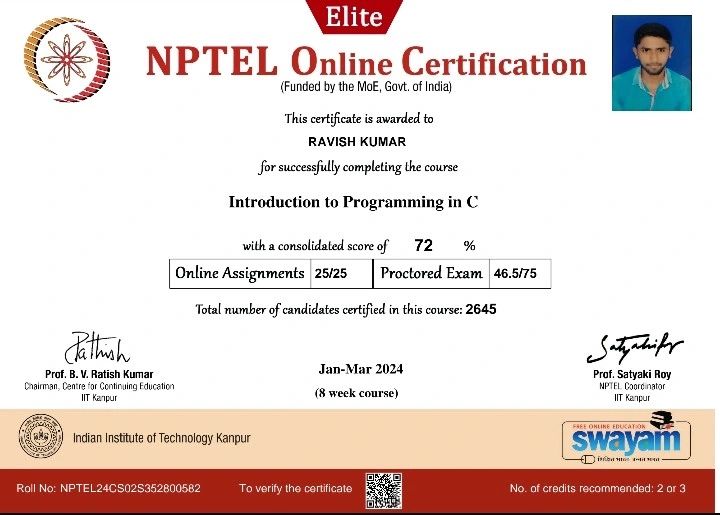RAVISH KUMAR on LinkedIn: #introduction_to_programming_in_c #nptel # ... RAVISH KUMAR on LinkedIn: #introduction_to_programming_in_c #nptel # ...