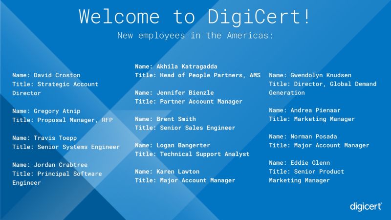 DigiCert on LinkedIn: #oneteam #lifeatdigicert #newhires # ... DigiCert on LinkedIn: #oneteam #lifeatdigicert #newhires # ...