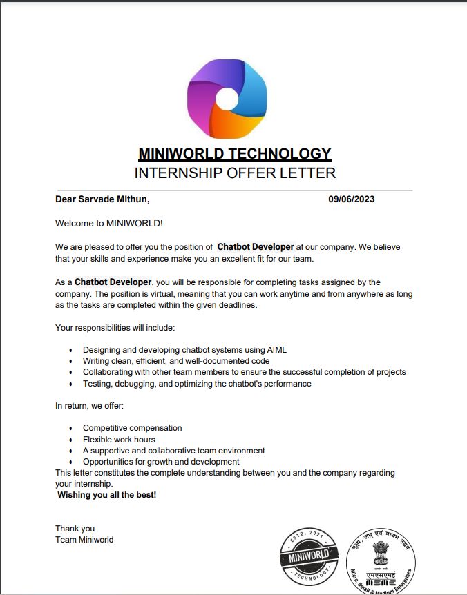 sarvade mithun on LinkedIn: #opportunity #miniworld #aiml sarvade mithun on LinkedIn: #opportunity #miniworld #aiml