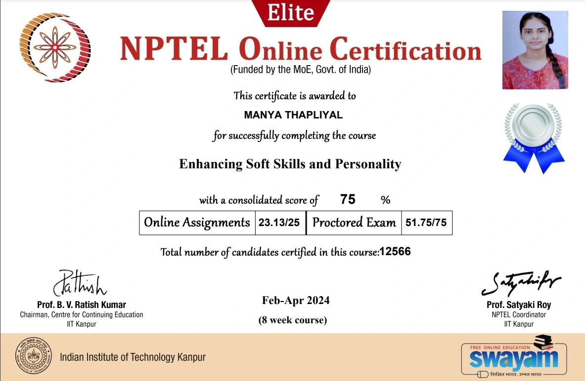 MANYA THAPLIYAL on LinkedIn: #nptel #certification #softskills # ... MANYA THAPLIYAL on LinkedIn: #nptel #certification #softskills # ...