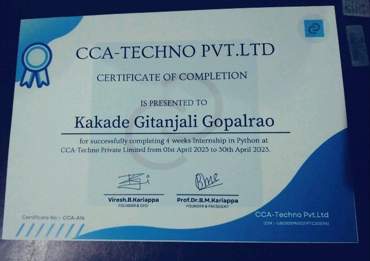 kakade Gitanjali on LinkedIn: I have completed 4 weeks internship in ... kakade Gitanjali on LinkedIn: I have completed 4 weeks internship in ...