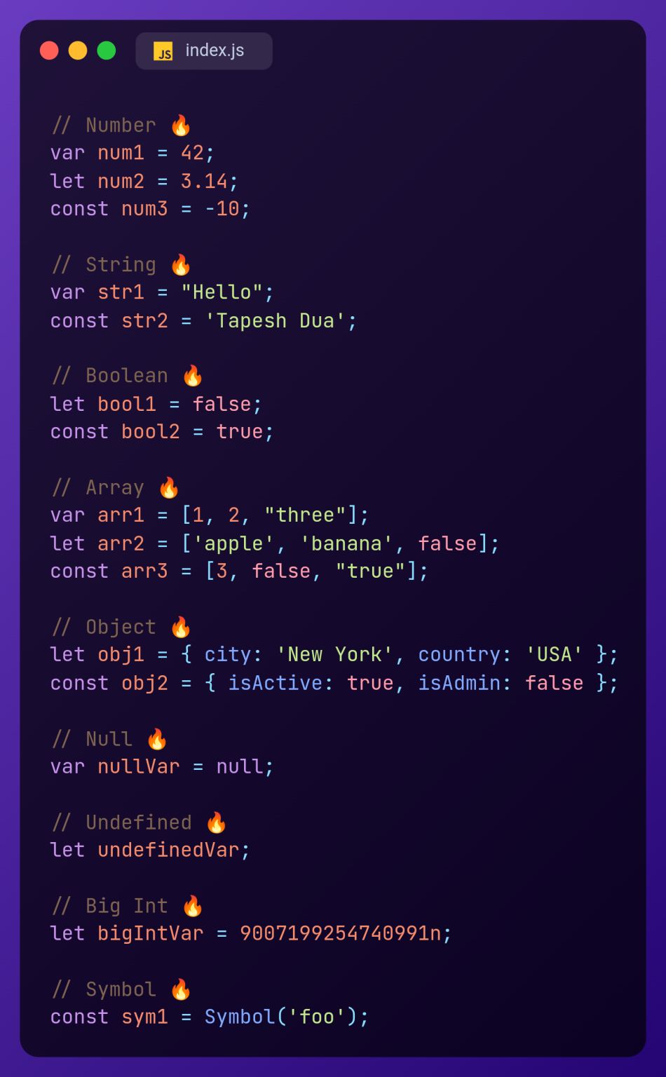 Tapesh Dua on LinkedIn: JavaScript: Data types and variables π₯ ... Tapesh Dua on LinkedIn: JavaScript: Data types and variables π₯ ...