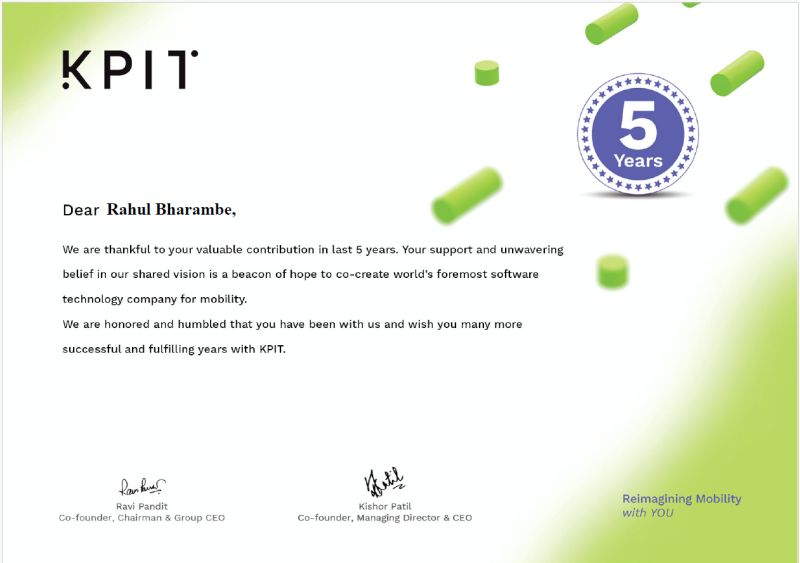 Rahul Bharambe on LinkedIn: #workanniversary #achievement #recognition ... Rahul Bharambe on LinkedIn: #workanniversary #achievement #recognition ...