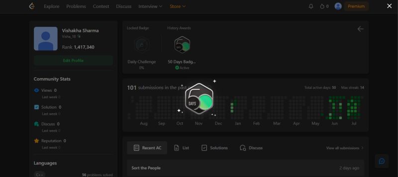 Vishakha Sharma on LinkedIn: #leetcode #milestone #achievement #coding ... Vishakha Sharma on LinkedIn: #leetcode #milestone #achievement #coding ...