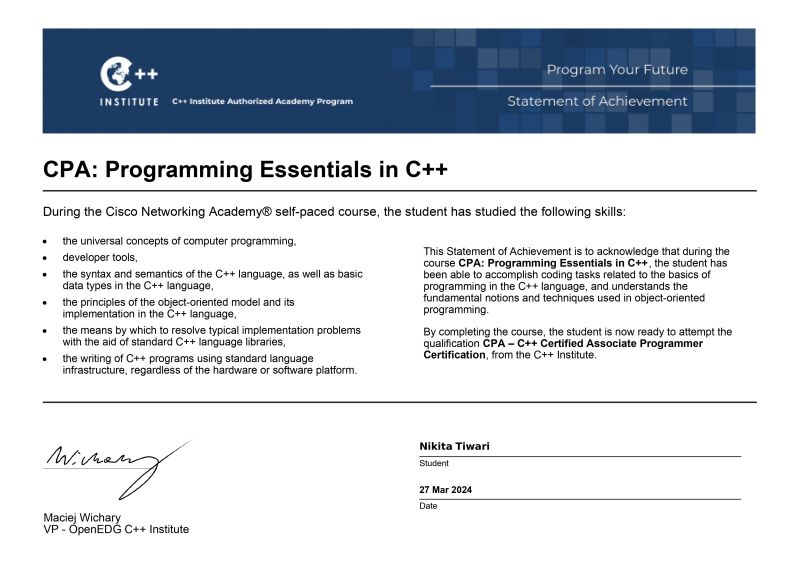 Nikita Tiwari on LinkedIn: #cisconetworking #programming #certification Nikita Tiwari on LinkedIn: #cisconetworking #programming #certification