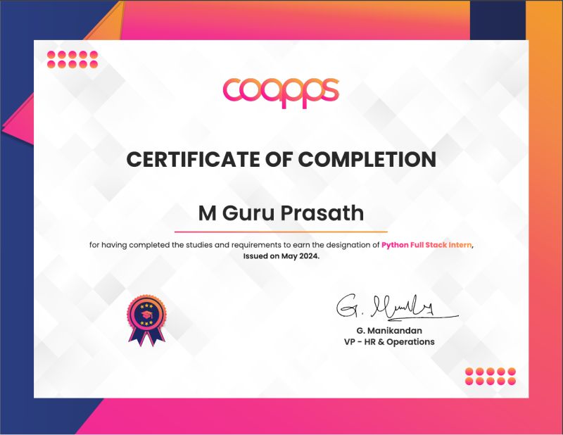 Reflecting on my Python internship at CoApps | GURU PRASATH M posted on ... Reflecting on my Python internship at CoApps | GURU PRASATH M posted on ...
