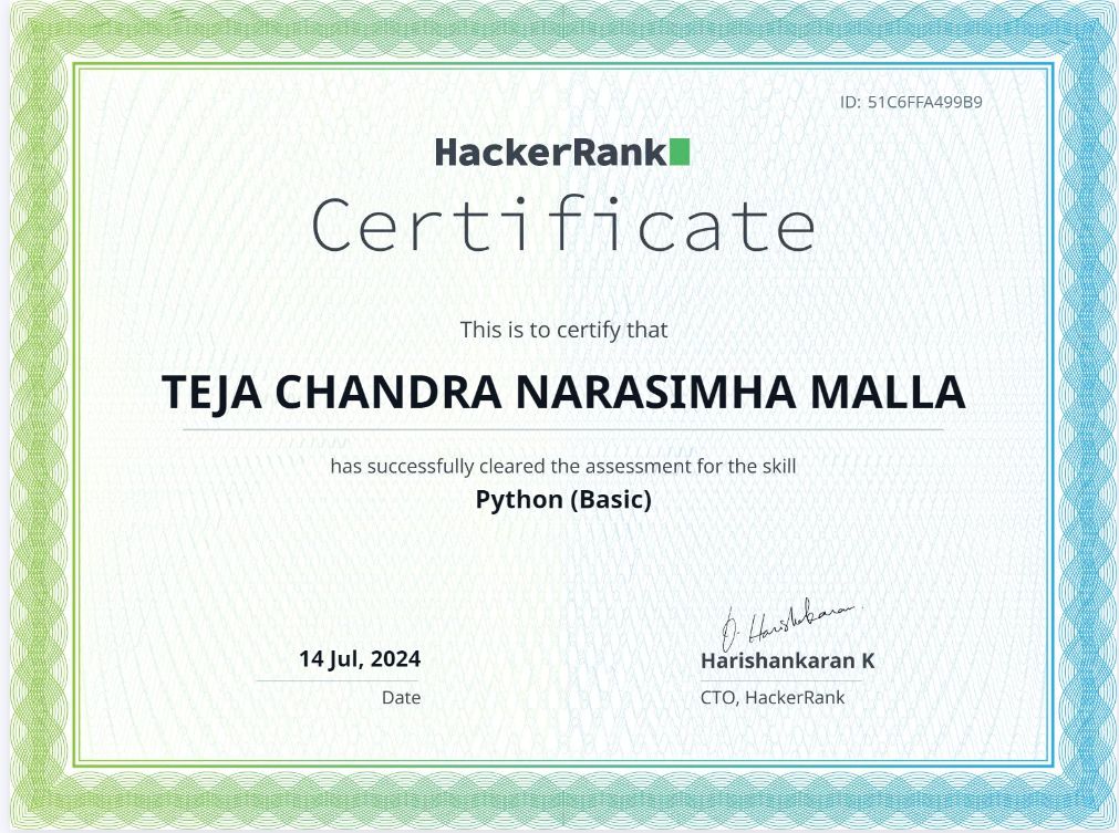 Teja Malla on LinkedIn: #python #programming #certification #tech # ... Teja Malla on LinkedIn: #python #programming #certification #tech # ...