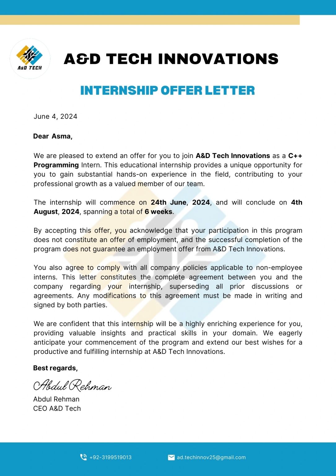 Asma Atiq on LinkedIn: #internship #careergrowth #cppprogramming # ... Asma Atiq on LinkedIn: #internship #careergrowth #cppprogramming # ...