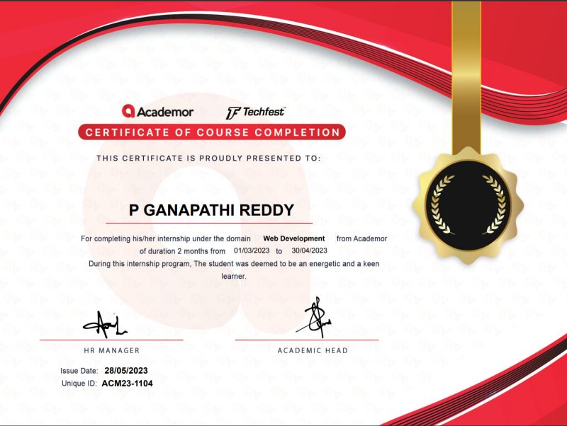 Padala Ganapathi Reddy on LinkedIn: #internship Padala Ganapathi Reddy on LinkedIn: #internship