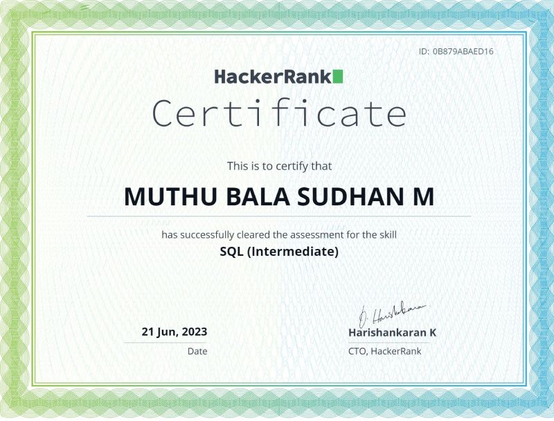 Muthu Bala Sudhan M on LinkedIn: #sql #sql #hackerrank #intermediate # ... Muthu Bala Sudhan M on LinkedIn: #sql #sql #hackerrank #intermediate # ...