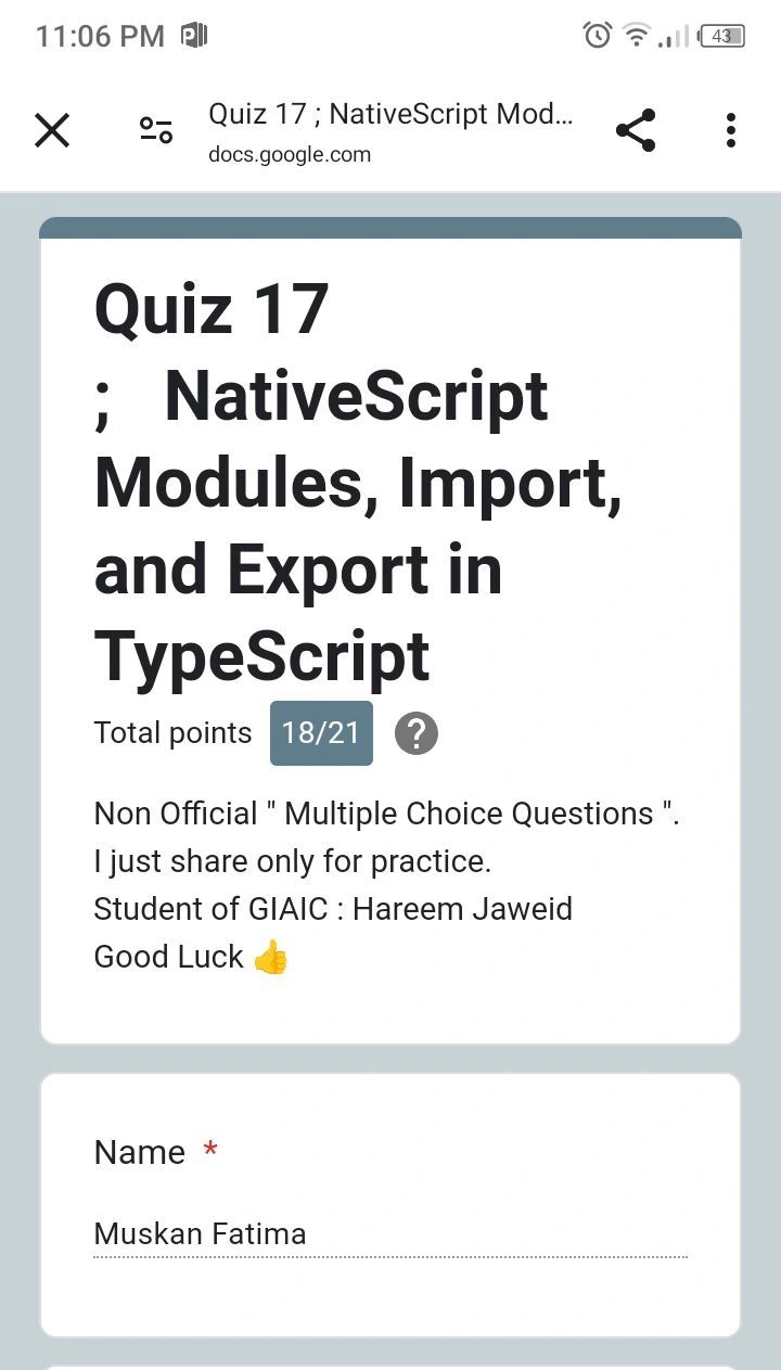 Muskan Fatima on LinkedIn: #typescript #examprep #studentlife | 11 comments Muskan Fatima on LinkedIn: #typescript #examprep #studentlife | 11 comments