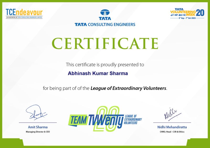 Abhinash Kumar Sharma on LinkedIn: Tata Consulting Engineers Limited ... Abhinash Kumar Sharma on LinkedIn: Tata Consulting Engineers Limited ...