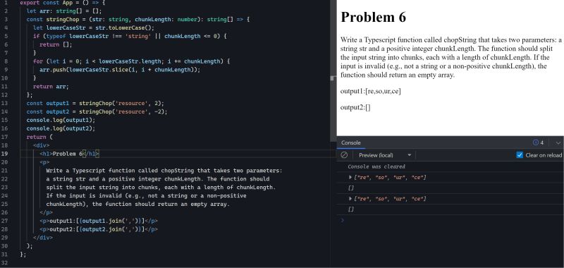 chopString: a Typescript function with string string and chunkLength ... chopString: a Typescript function with string string and chunkLength ...