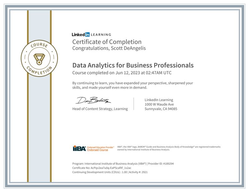 Scott DeAngelis on LinkedIn: Certificate of Completion Scott DeAngelis on LinkedIn: Certificate of Completion