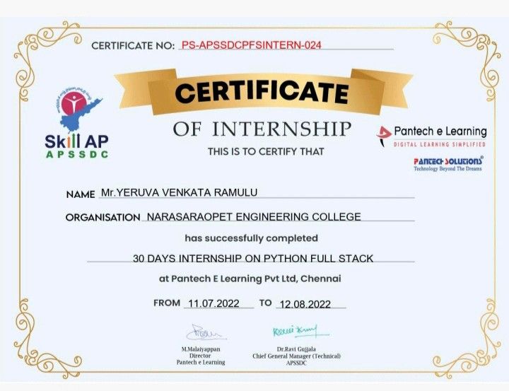Venkata Ramulu Yeruva on LinkedIn: #django #pythonfullstack #internship ... Venkata Ramulu Yeruva on LinkedIn: #django #pythonfullstack #internship ...
