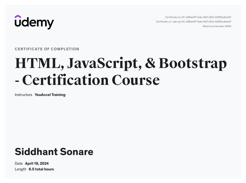Siddhant Sonare on LinkedIn: #html #javascript #bootstrap #udemy Siddhant Sonare on LinkedIn: #html #javascript #bootstrap #udemy