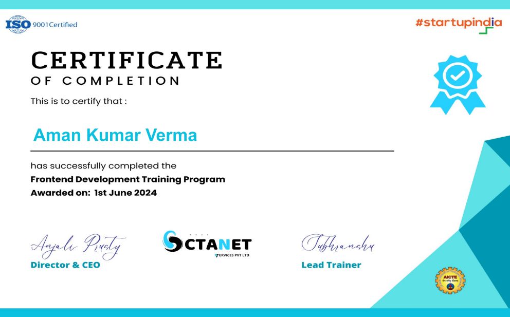 Aman Kumar Verma on LinkedIn: #internship #frontenddevelopment # ... Aman Kumar Verma on LinkedIn: #internship #frontenddevelopment # ...