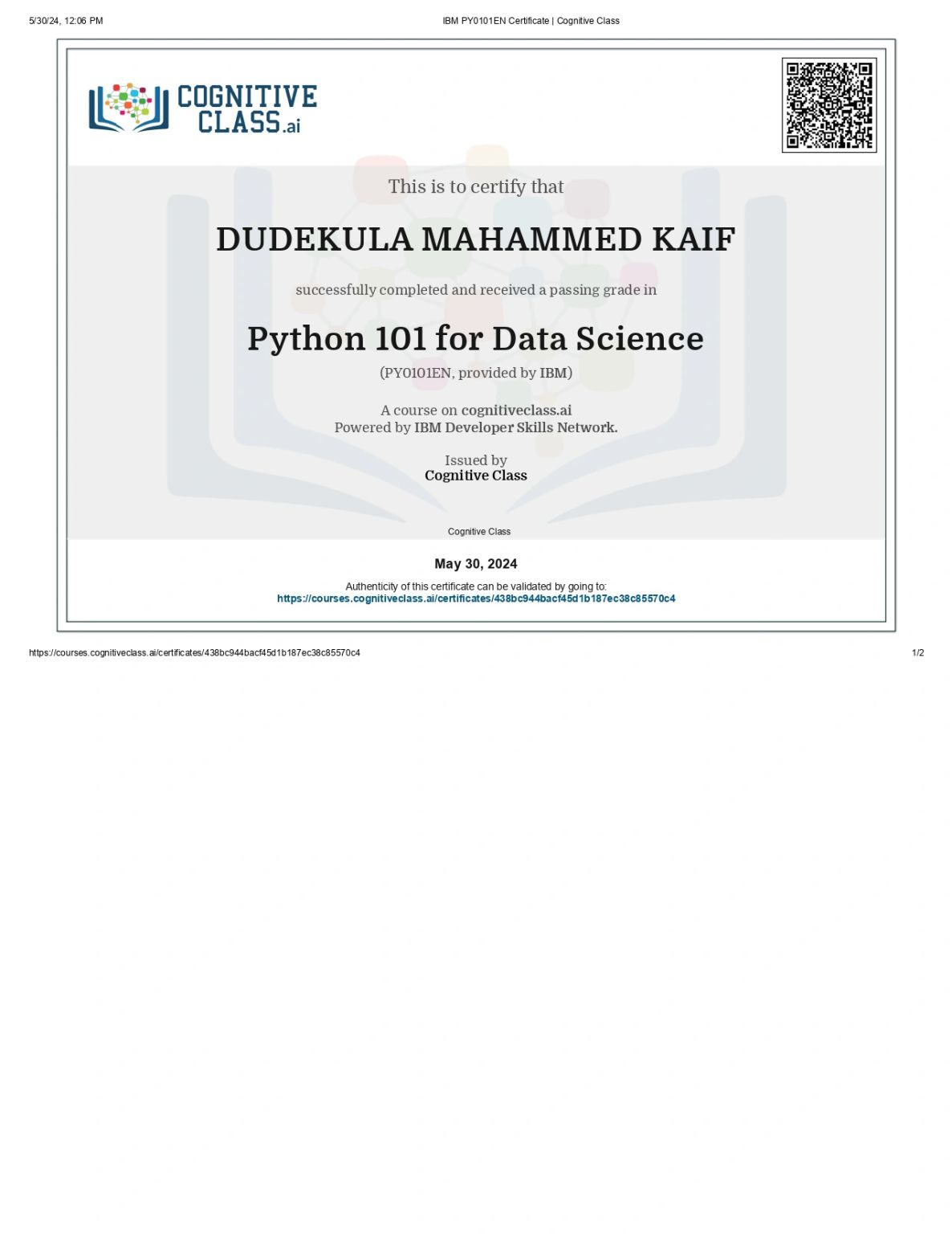DUDEKULA MAHAMMED KAIF on LinkedIn: #ibm DUDEKULA MAHAMMED KAIF on LinkedIn: #ibm