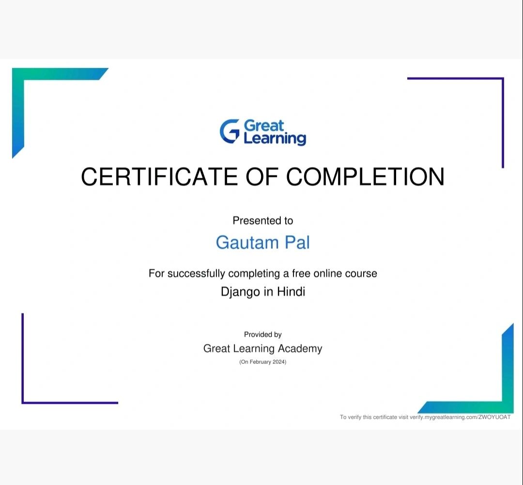 Gautam Pal on LinkedIn: #pythonframework #django #python #greatlearning Gautam Pal on LinkedIn: #pythonframework #django #python #greatlearning