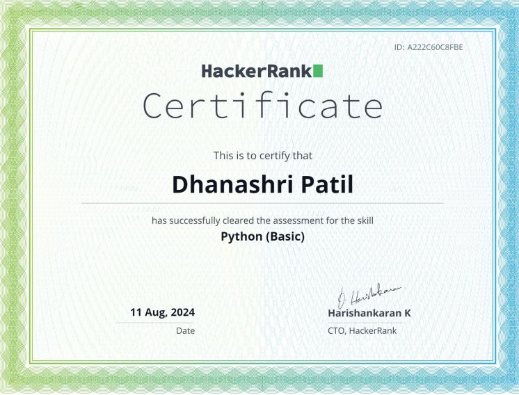 Dhanashri Patil on LinkedIn: #python #certification #programming # ... Dhanashri Patil on LinkedIn: #python #certification #programming # ...