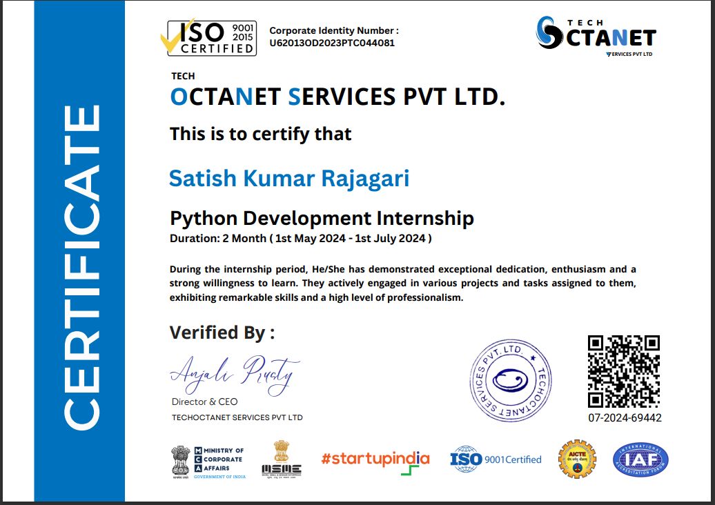 RAJAGARI SATISH KUMAR on LinkedIn: #python #internship # ... RAJAGARI SATISH KUMAR on LinkedIn: #python #internship # ...