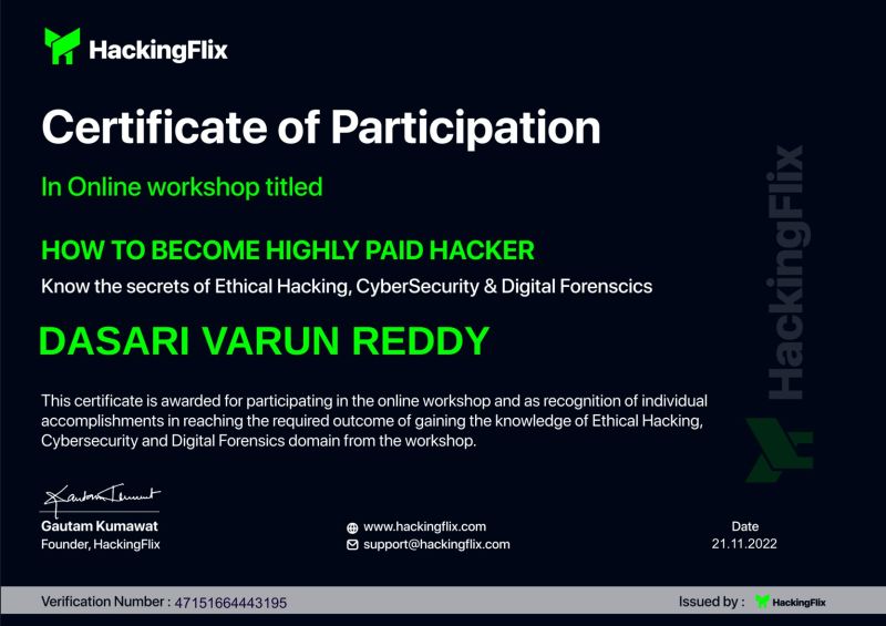 Dasari Varun Reddy on LinkedIn: #cybersecurity #thankyou # ... Dasari Varun Reddy on LinkedIn: #cybersecurity #thankyou # ...