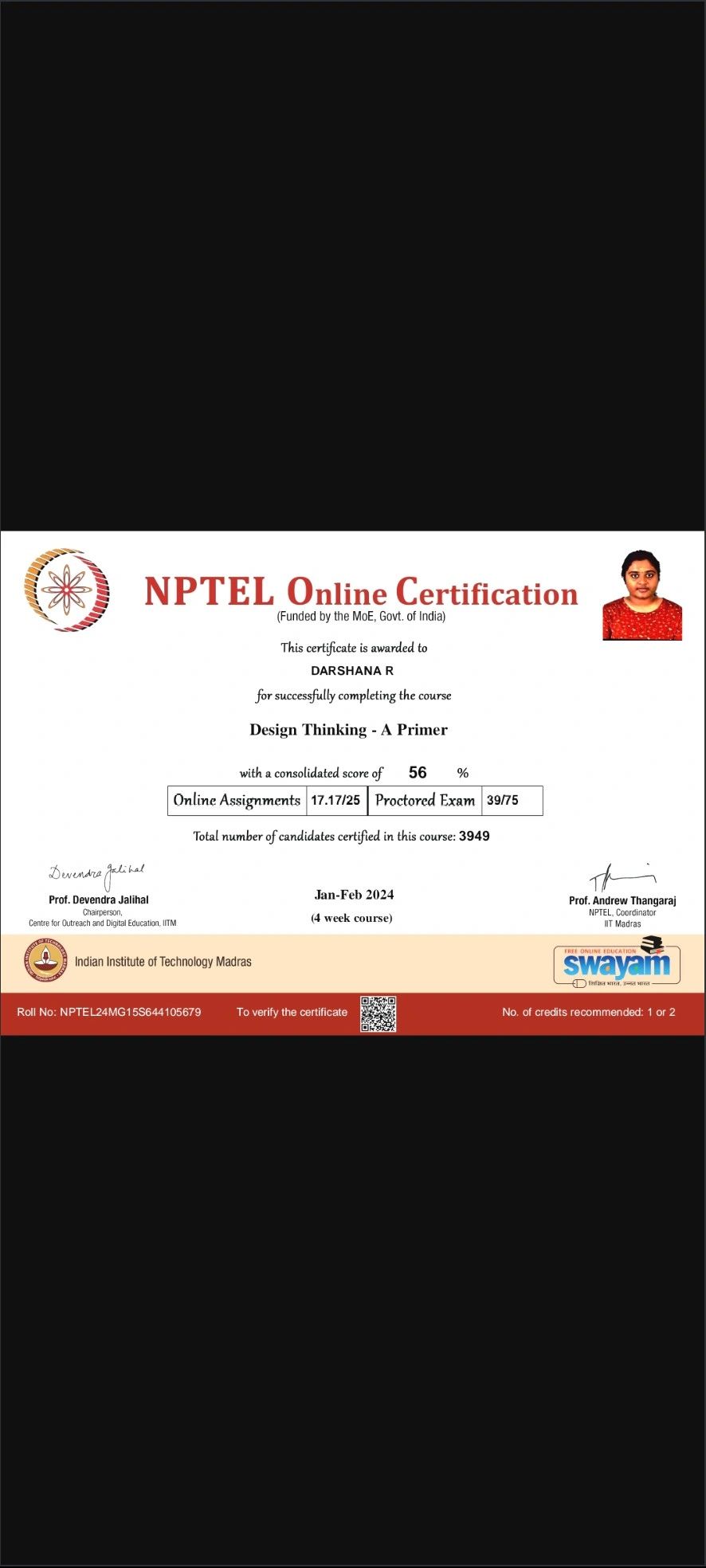Darshana R on LinkedIn: Happy to share that I have been certified for ... Darshana R on LinkedIn: Happy to share that I have been certified for ...